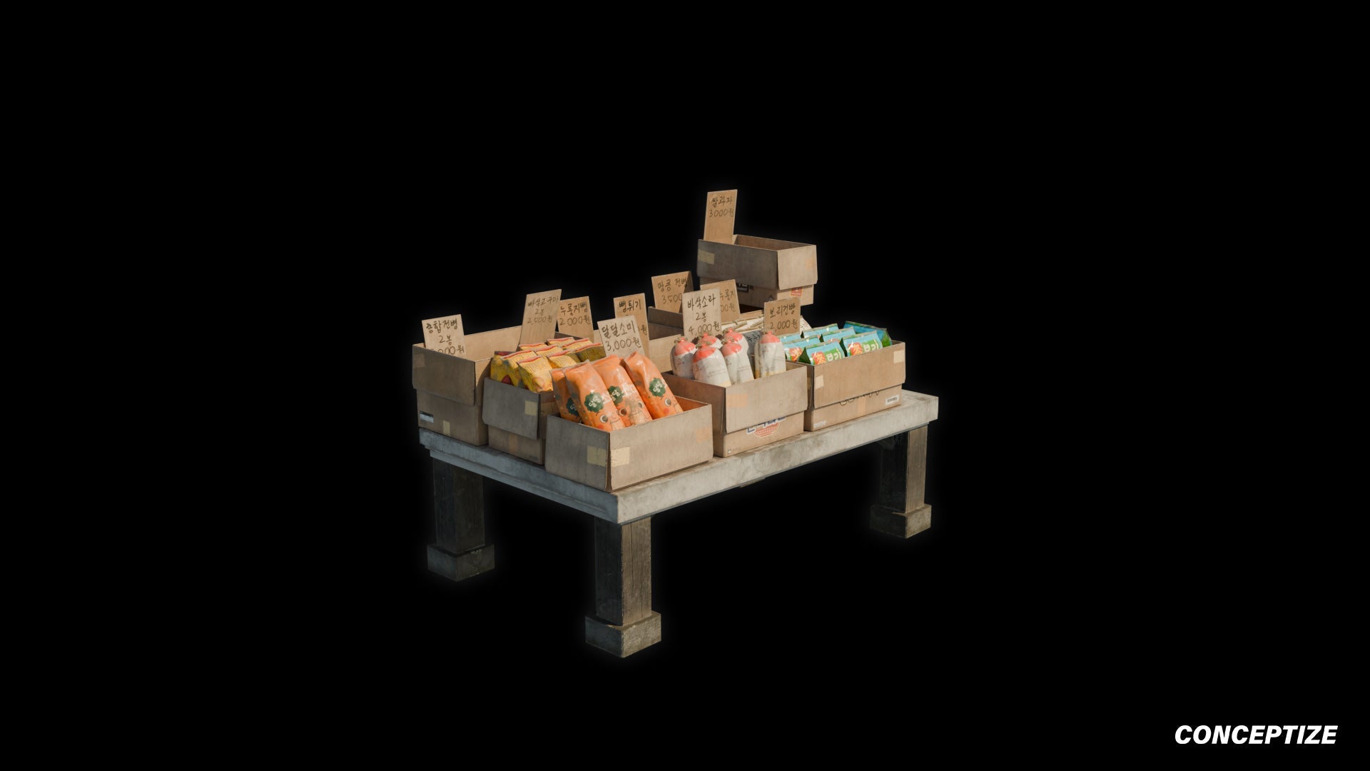 korean store product display boxes 3d asset pbr blender unreal engine ...
